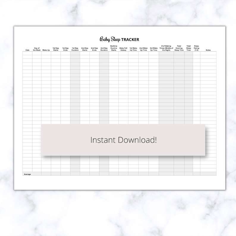 Baby Sleep Tracker Printable PDF, Newborn Sleep Schedule Tracker, Baby ...
