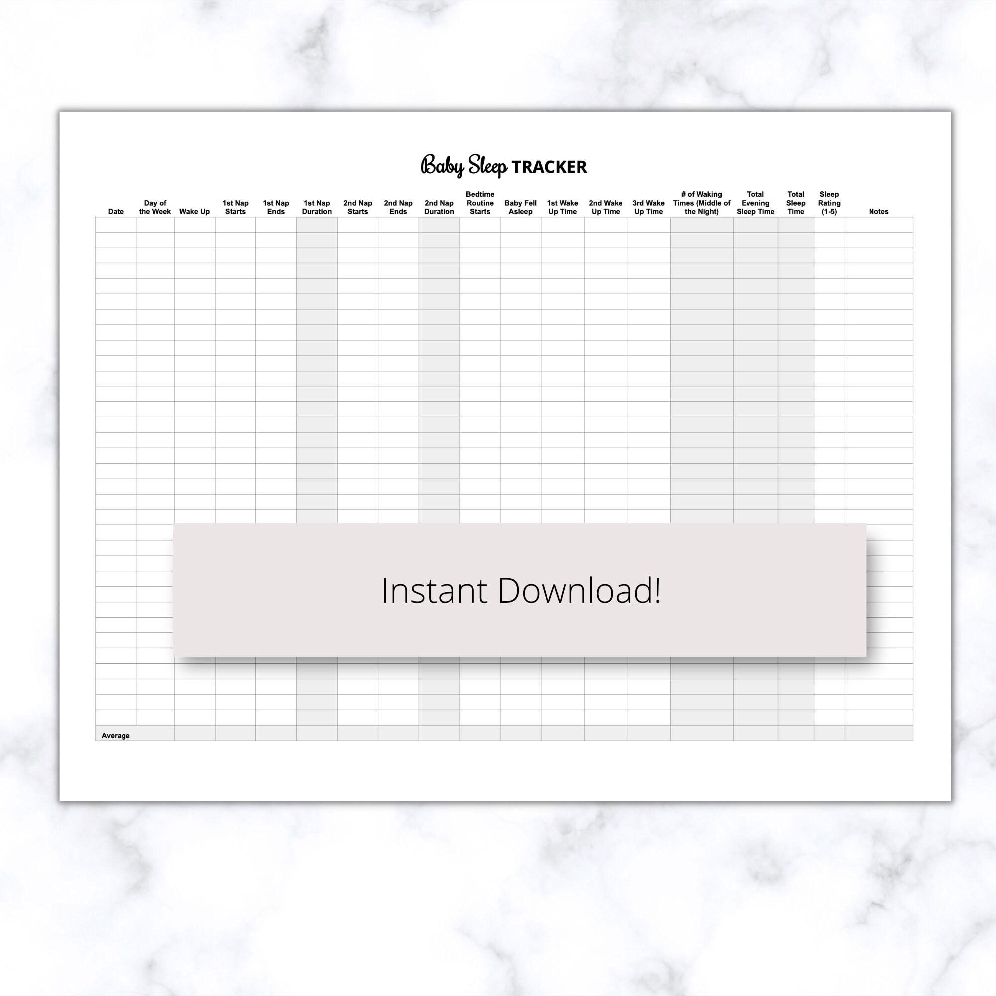 Baby Sleep Tracker Printable PDF, Newborn Sleep Schedule Tracker, Baby ...