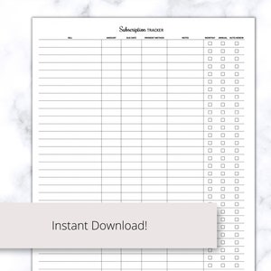 Subscription Tracker Printable PDF, Track Your Monthly Subscriptions ...