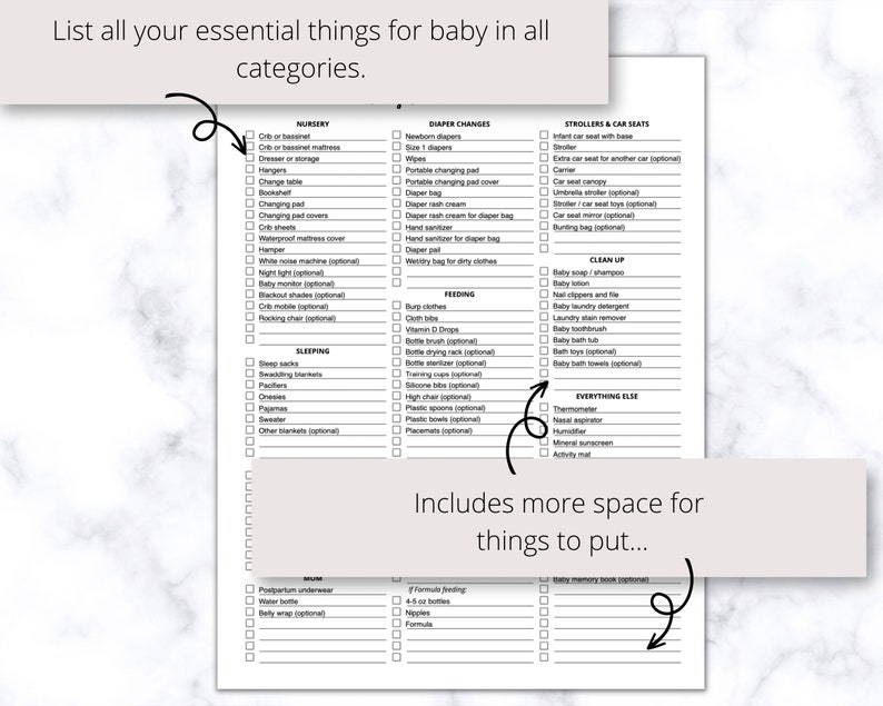 Baby Essentials Checklist Printable PDF, Newborn Checklist, Baby Must ...