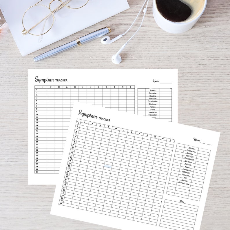 Symptom Tracker Printable PDF, Daily Symptoms Tracker, Illness Tracker ...