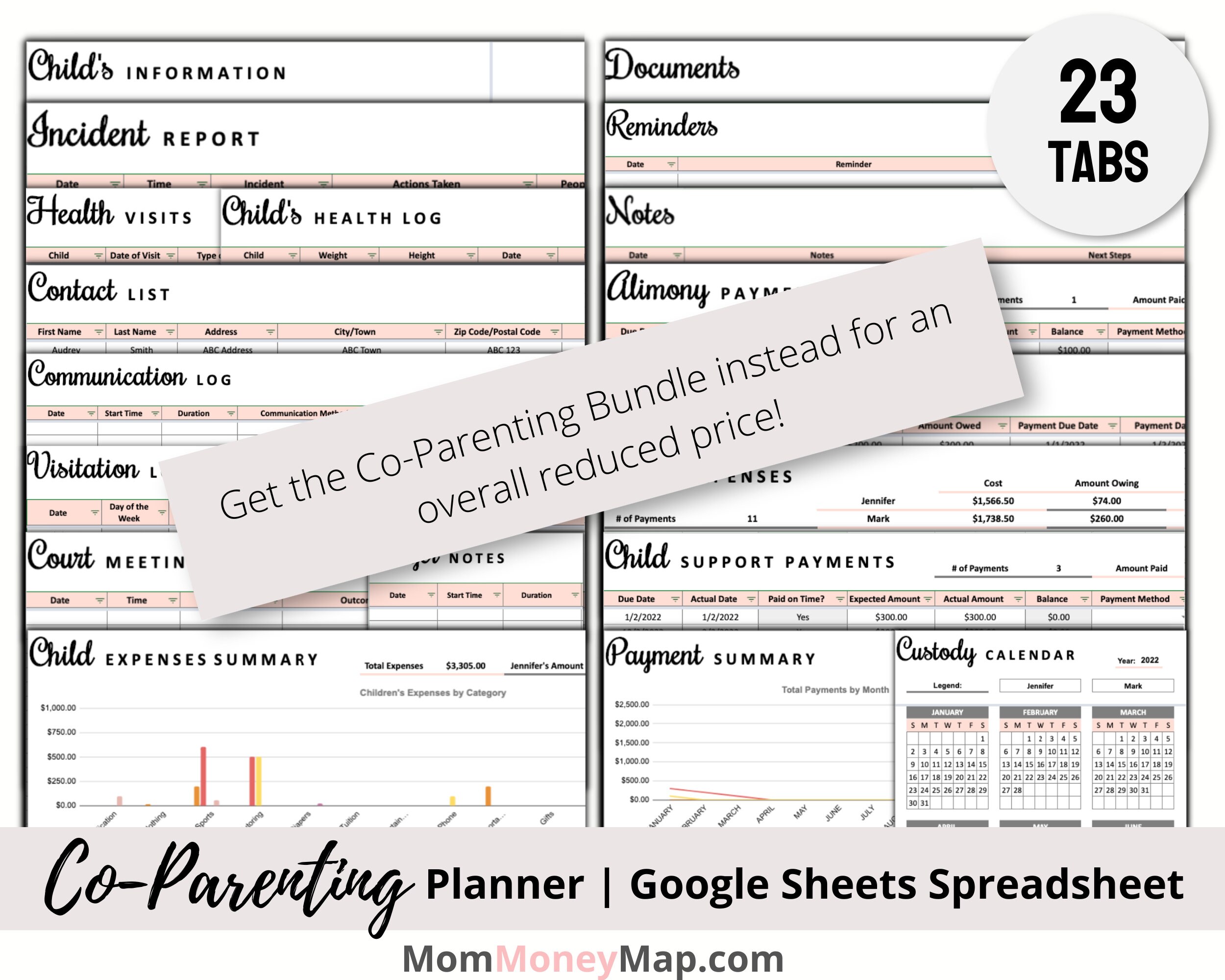 Child Support Tracker Google Sheets Spreadsheet Child Custody - Etsy