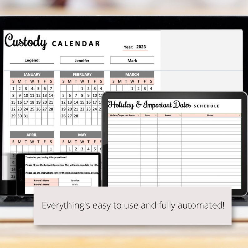 Co-parenting Calendar Google Sheets Spreadsheet Co Parenting - Etsy