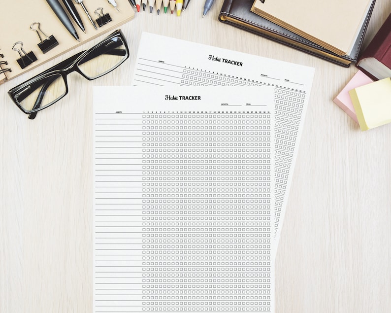 Habit Tracker Printable PDF, Editable Habit List, Habit Trainer, 30 Day ...