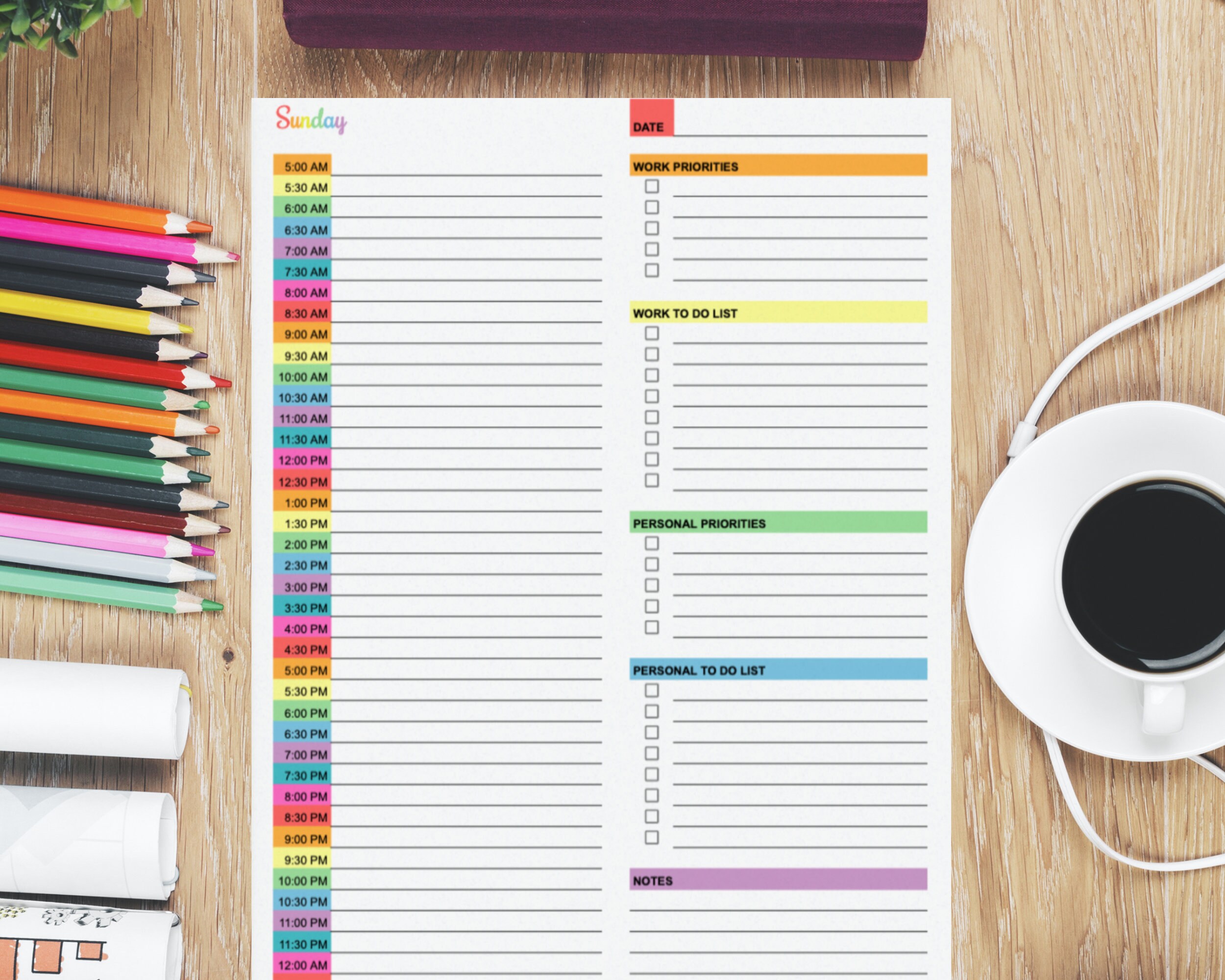 Multi-color Work From Home Planner Printable PDF, Remote Work Planner ...
