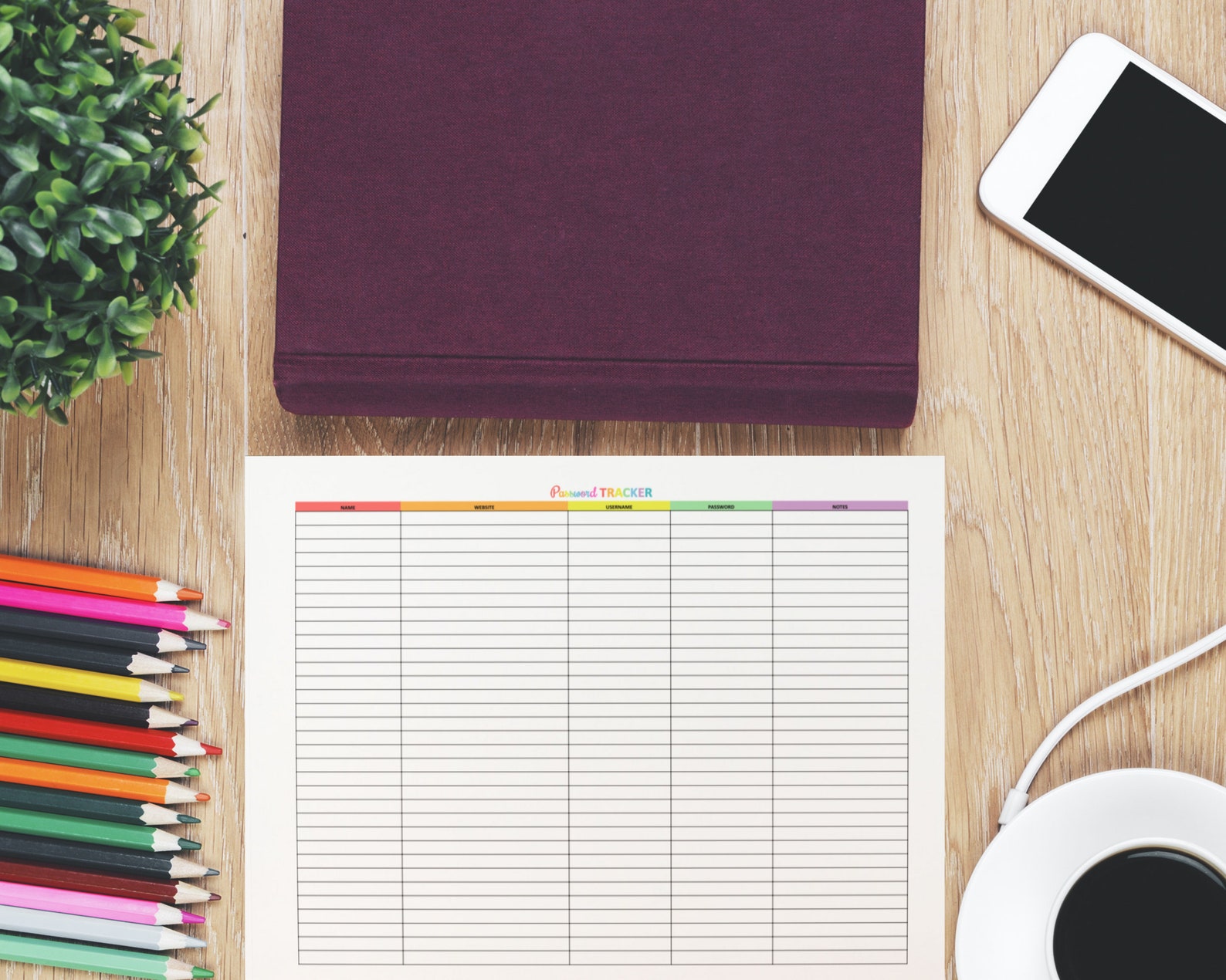 Multi-color Password Tracker Printable PDF, Account Tracker, Login ...