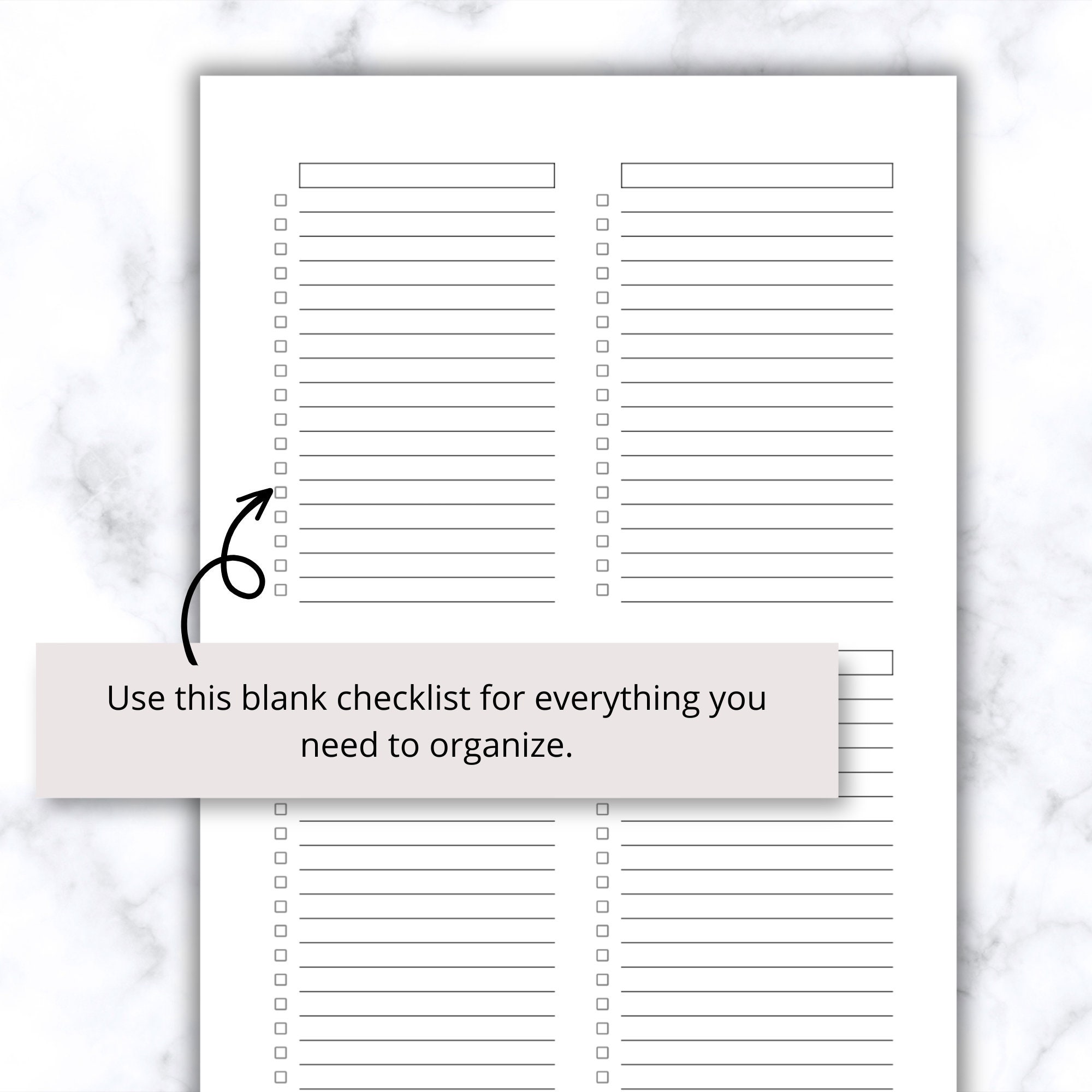 Blank Checklist Printable PDF A5, Blank to Do List PDF A5, Minimalist ...