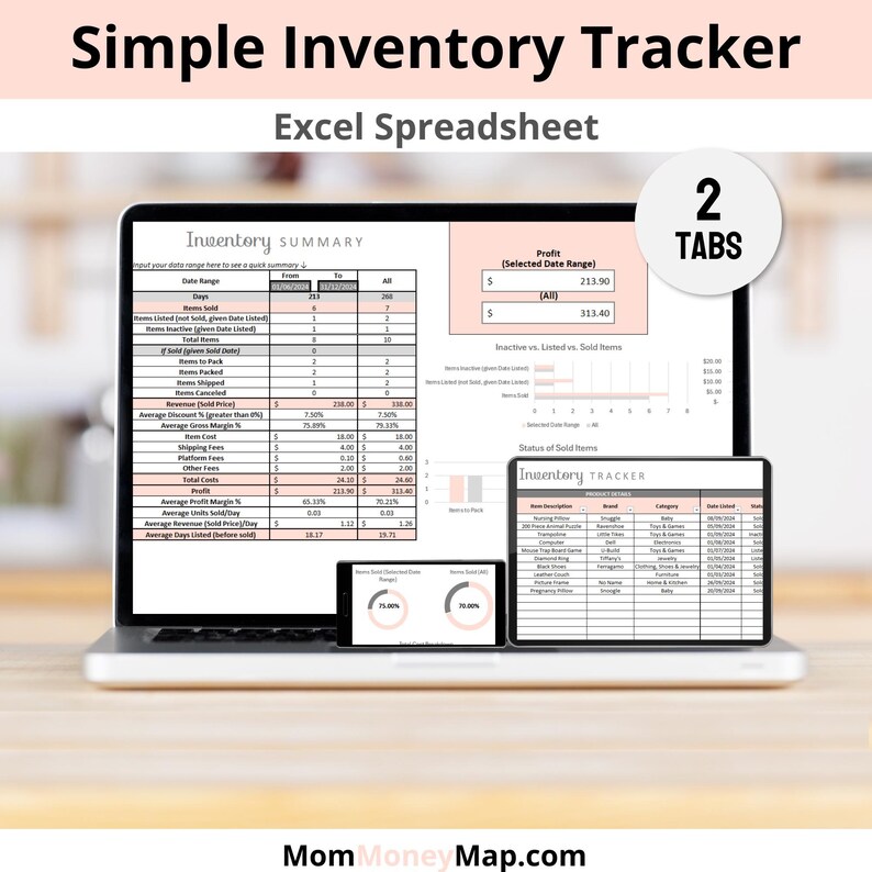 Simple Inventory Tracker Excel Spreadsheet, Stock in and Out Tracker in ...