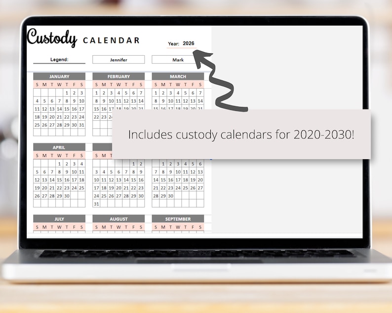 Co-parenting Calendar Google Sheets Spreadsheet Co Parenting - Etsy