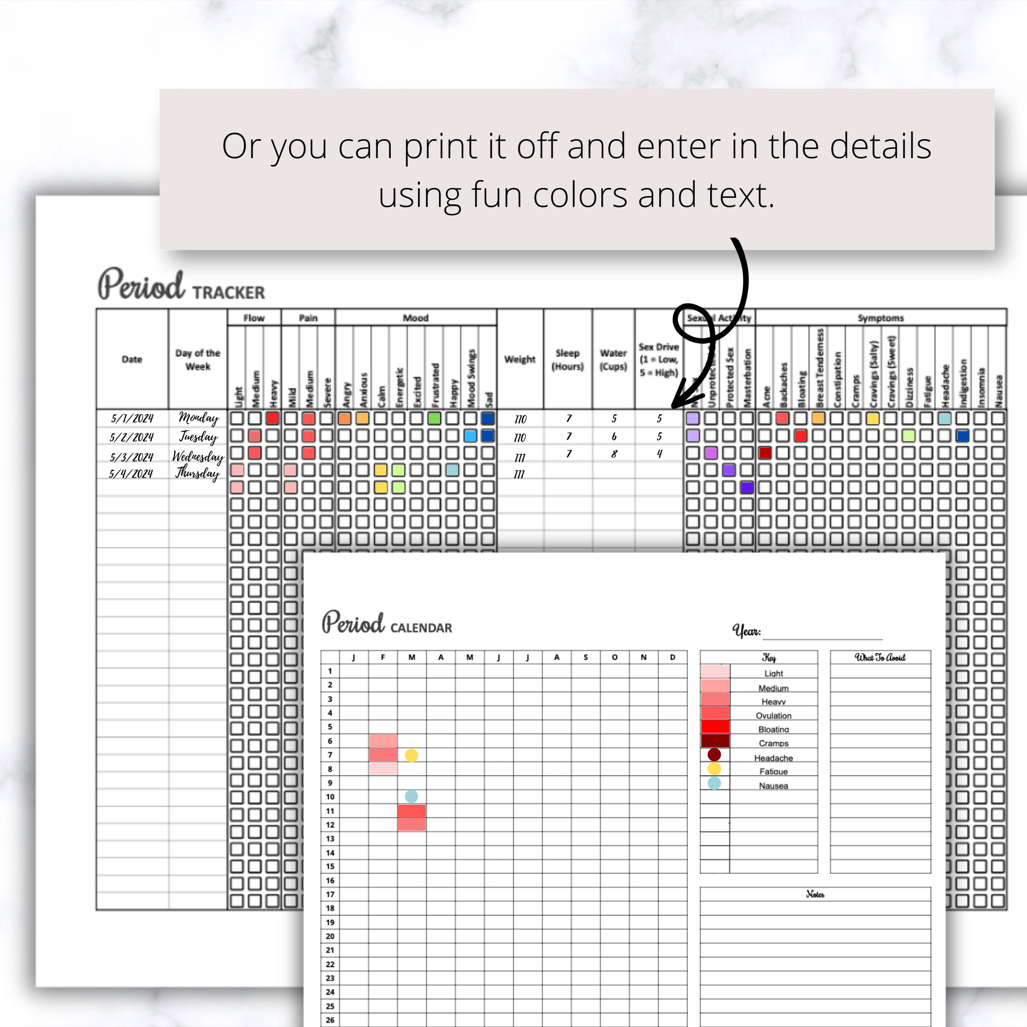 Period Planner Printable PDF, Menstrual Period Planner Printable, Track ...