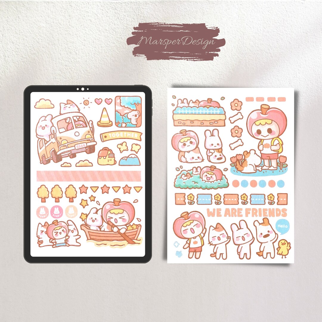 Pegatinas digitales de dibujos animados, pegatinas de planificador ...