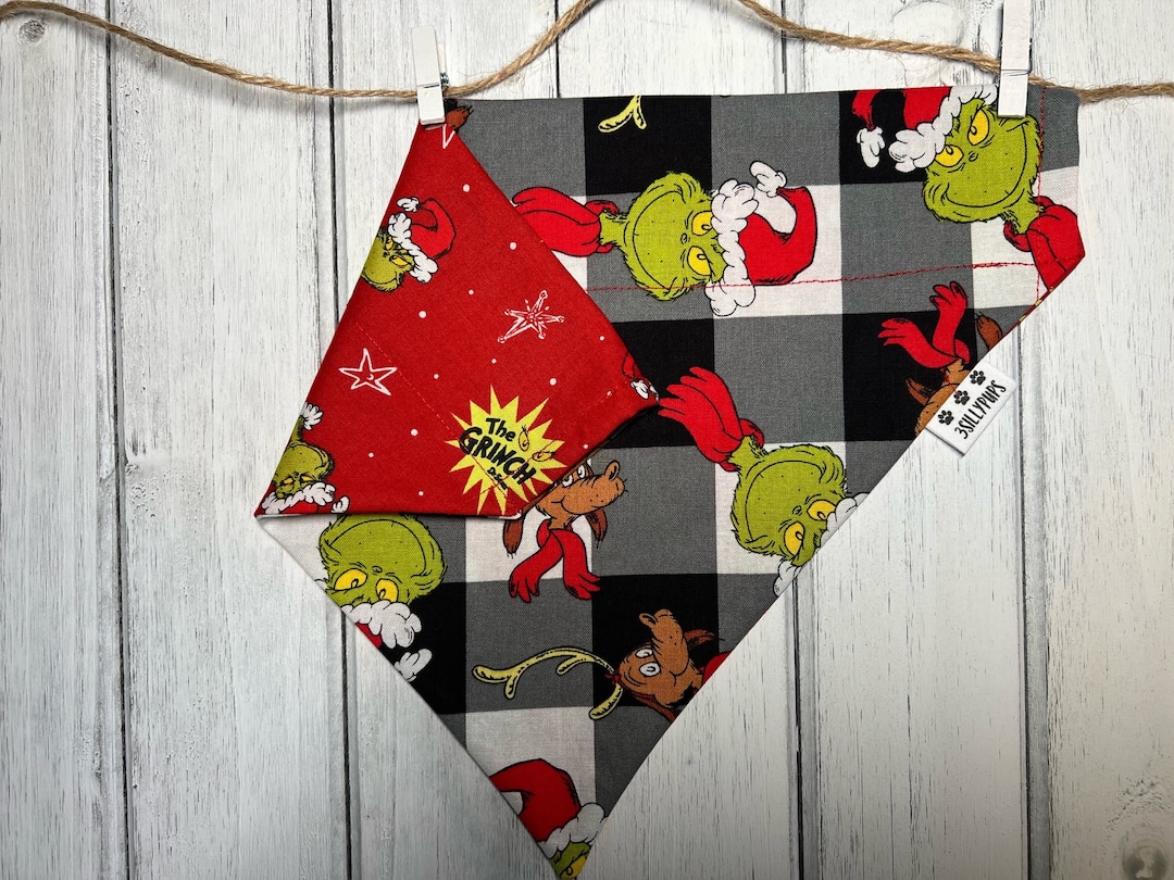 Grinch Plaid Reversible Over the Collar Bandana - Etsy