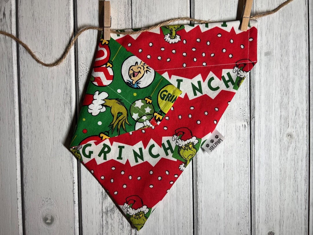 Grinch Reversible Over the Collar Bandana - Etsy