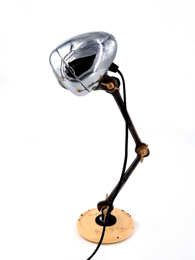 Upcycled Table Lamp From an Old Bicycle Lamp and Weight With Swivel Arm ...