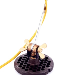 Upcycled Table Lamp From an Old Bicycle Lamp and Weight With Swivel Arm ...