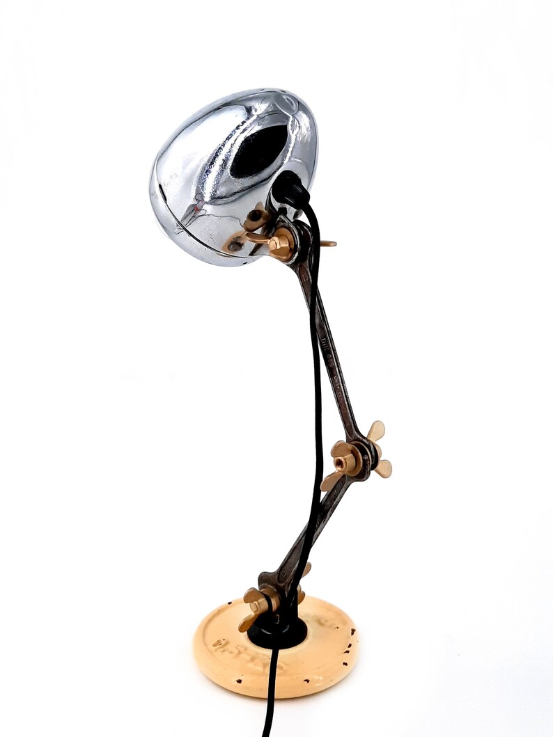 Upcycled Table Lamp From an Old Bicycle Lamp and Weight With Swivel Arm ...