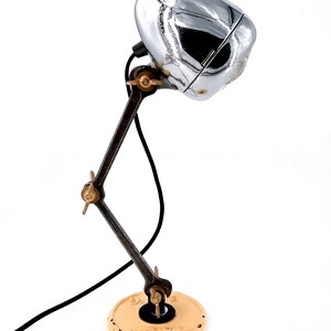 Upcycled Table Lamp From an Old Bicycle Lamp and Weight With Swivel Arm ...