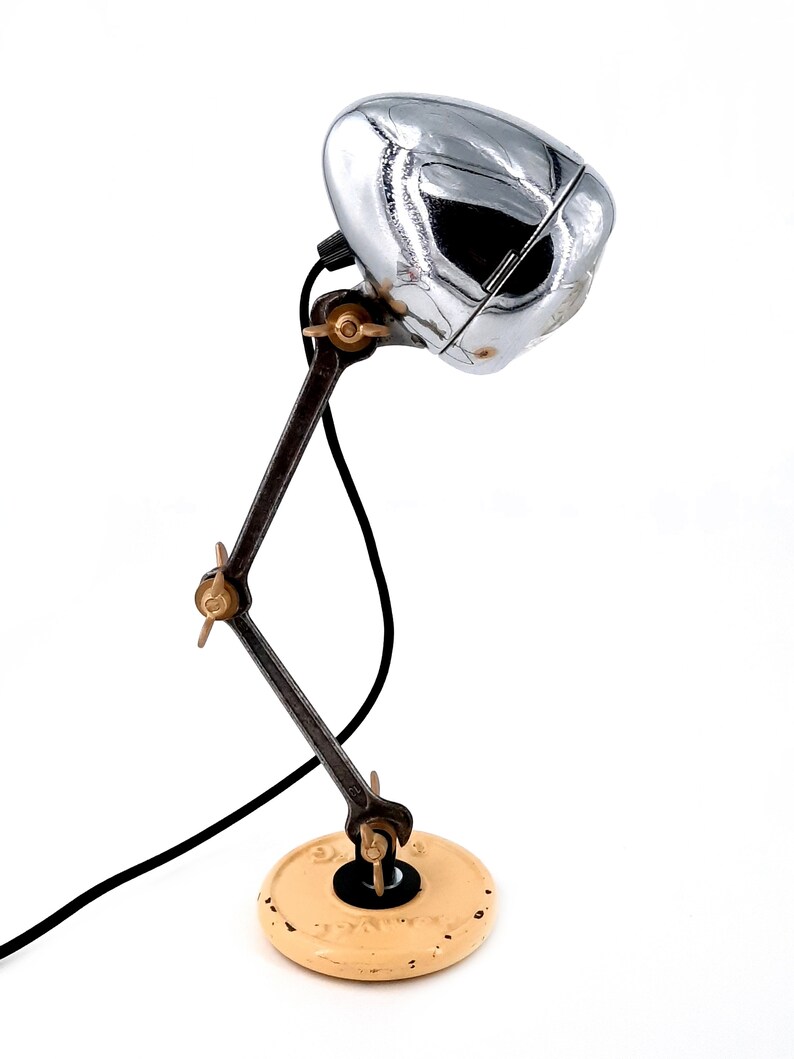 Upcycled Table Lamp From an Old Bicycle Lamp and Weight With Swivel Arm ...