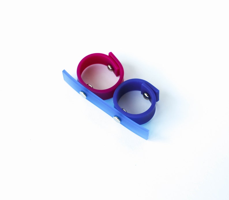Blue Rubber Ring for Her/ Double Finger Ring / Modern Ring ...