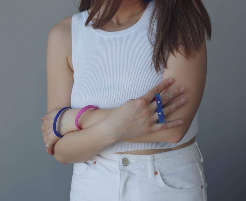 Blue Rubber Ring for Her/ Double Finger Ring / Modern Ring ...