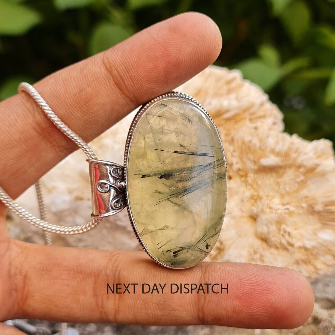 Natural Moss Prehnite Silver Pendant Gift for Her/him Birthday ...