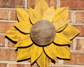 Wood Sunflower-farmhouse Wood Flower-modern Country Flower-primitive ...
