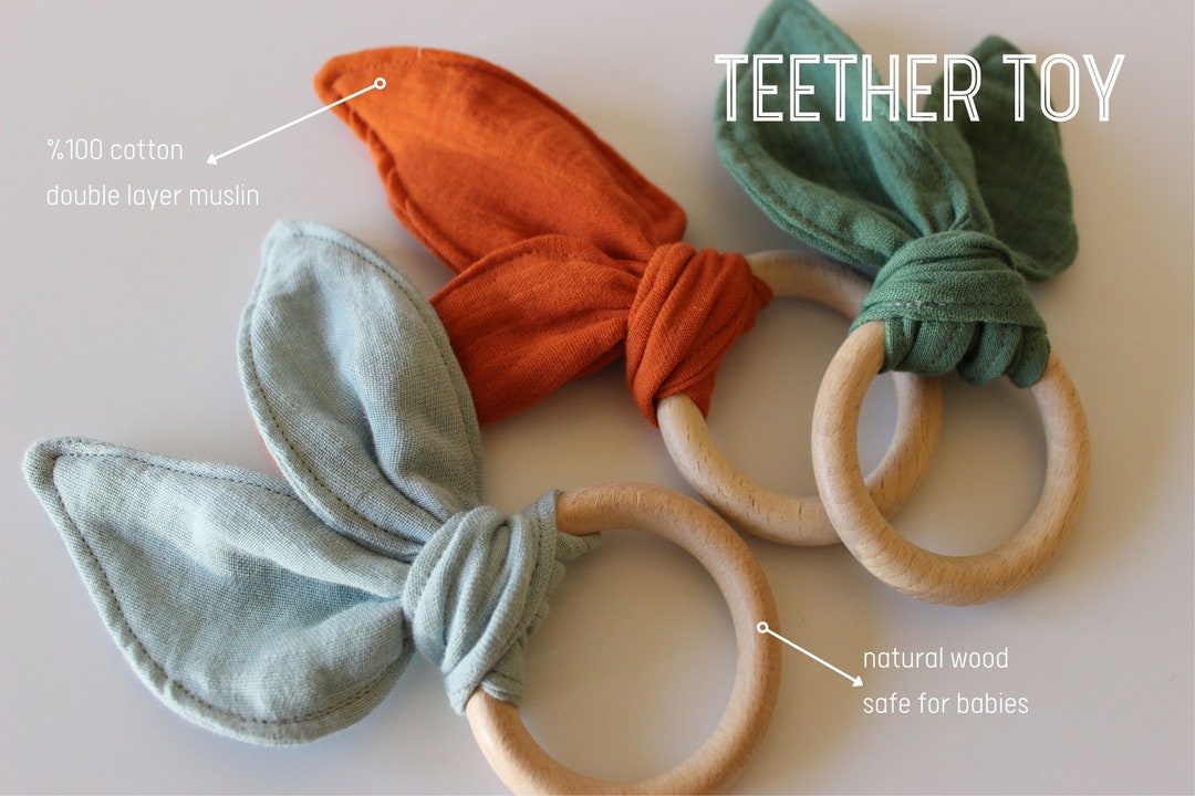 Baby Teether Organic Teething Ring Natural Wood Teether Organic Baby ...