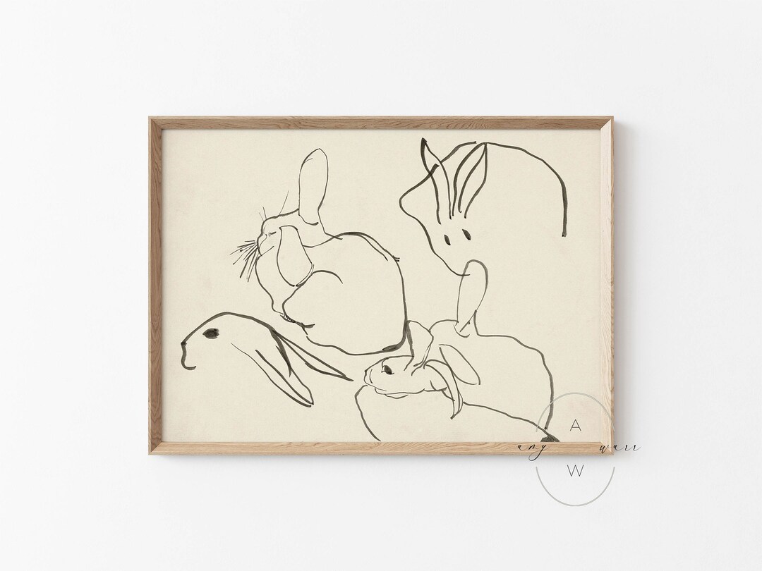 Vintage Rabbits Print, Kids Printable Art, Spring Prints Download for ...
