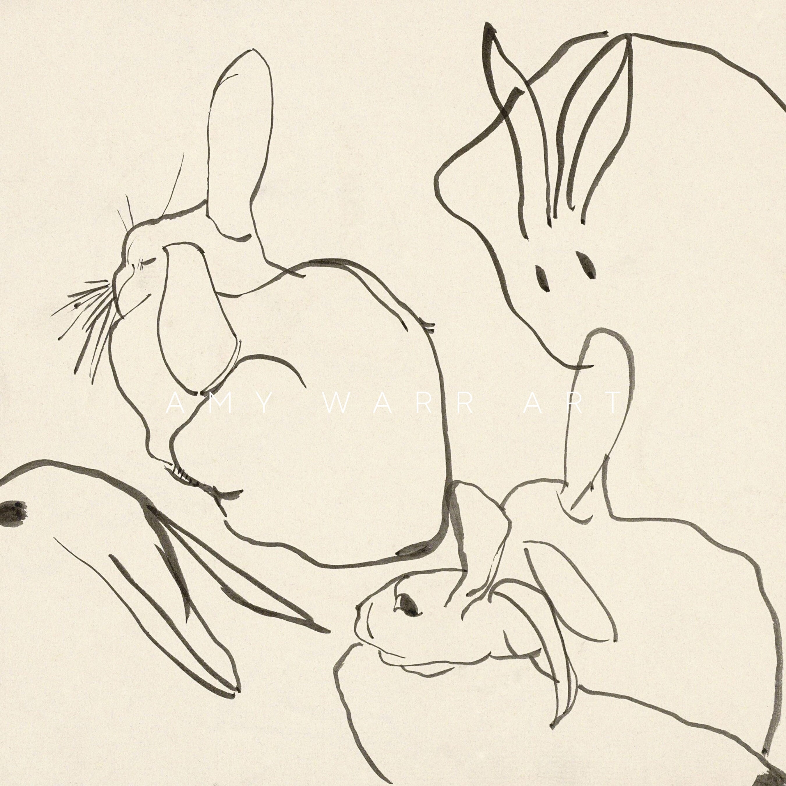 Vintage Rabbits Print, Kids Printable Art, Spring Prints Download for ...