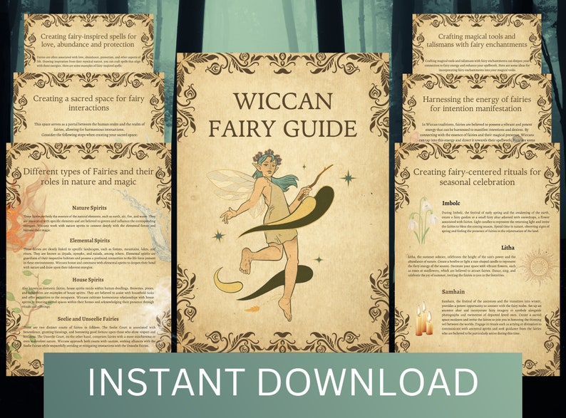 Wicca Fairy Guide, Fairy History, Printable Grimoire Pages, Spell Pages ...