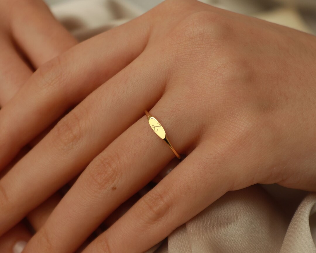 Initial Ring - Custom Initial Ring - Letter Ring for Her - Dainty Initial Ring - Stacking Ring ...