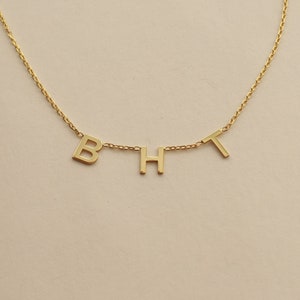 14K Gold Initial Necklace, Family Initial Neklace, Multiple Initial ...
