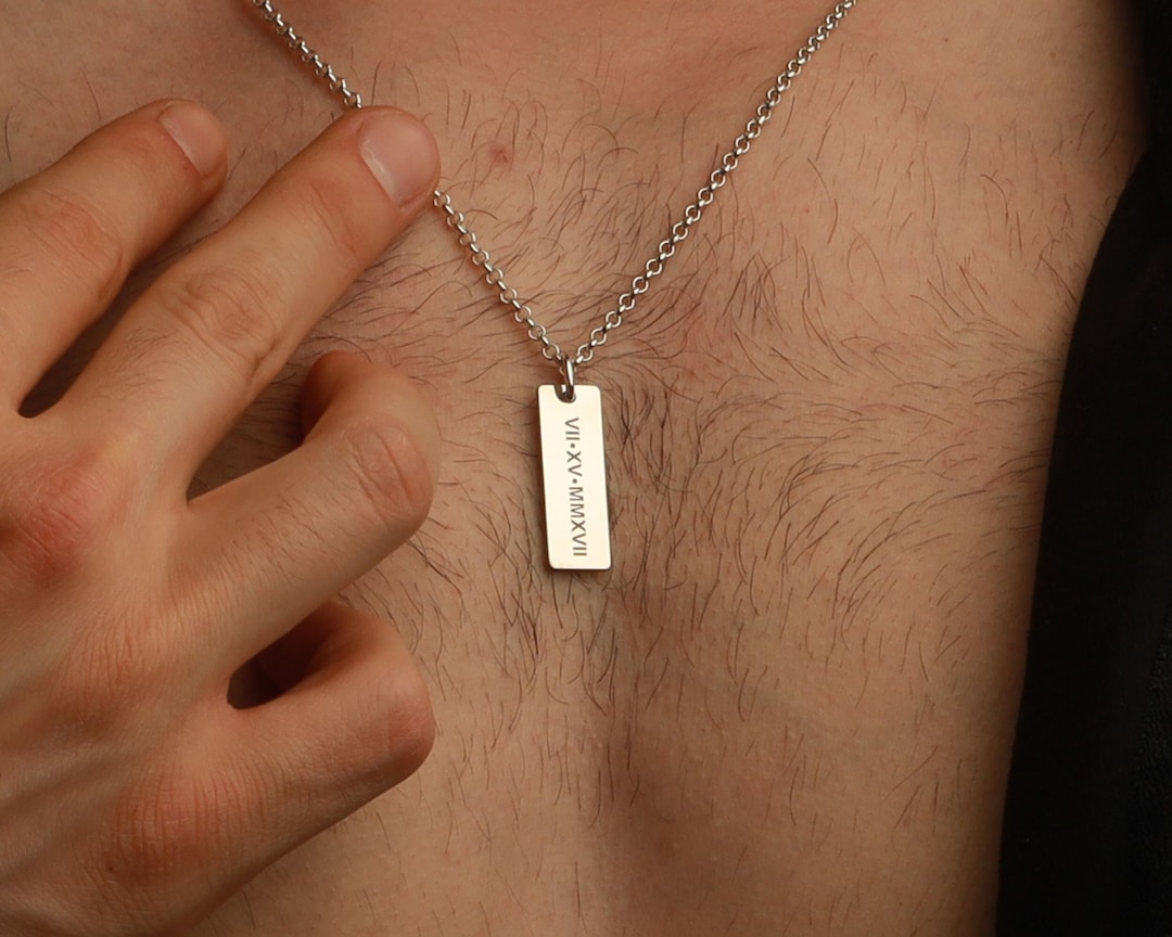 Engraved Custom Necklace for Men - Fathers Day Gift for Him - Custom ...