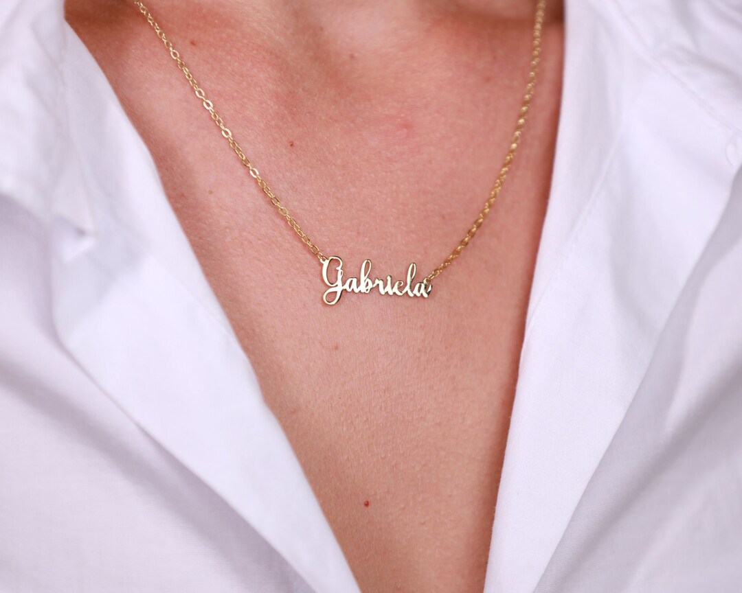 Name Plate Necklace Name Necklace Gold Custom Necklace Gold Name