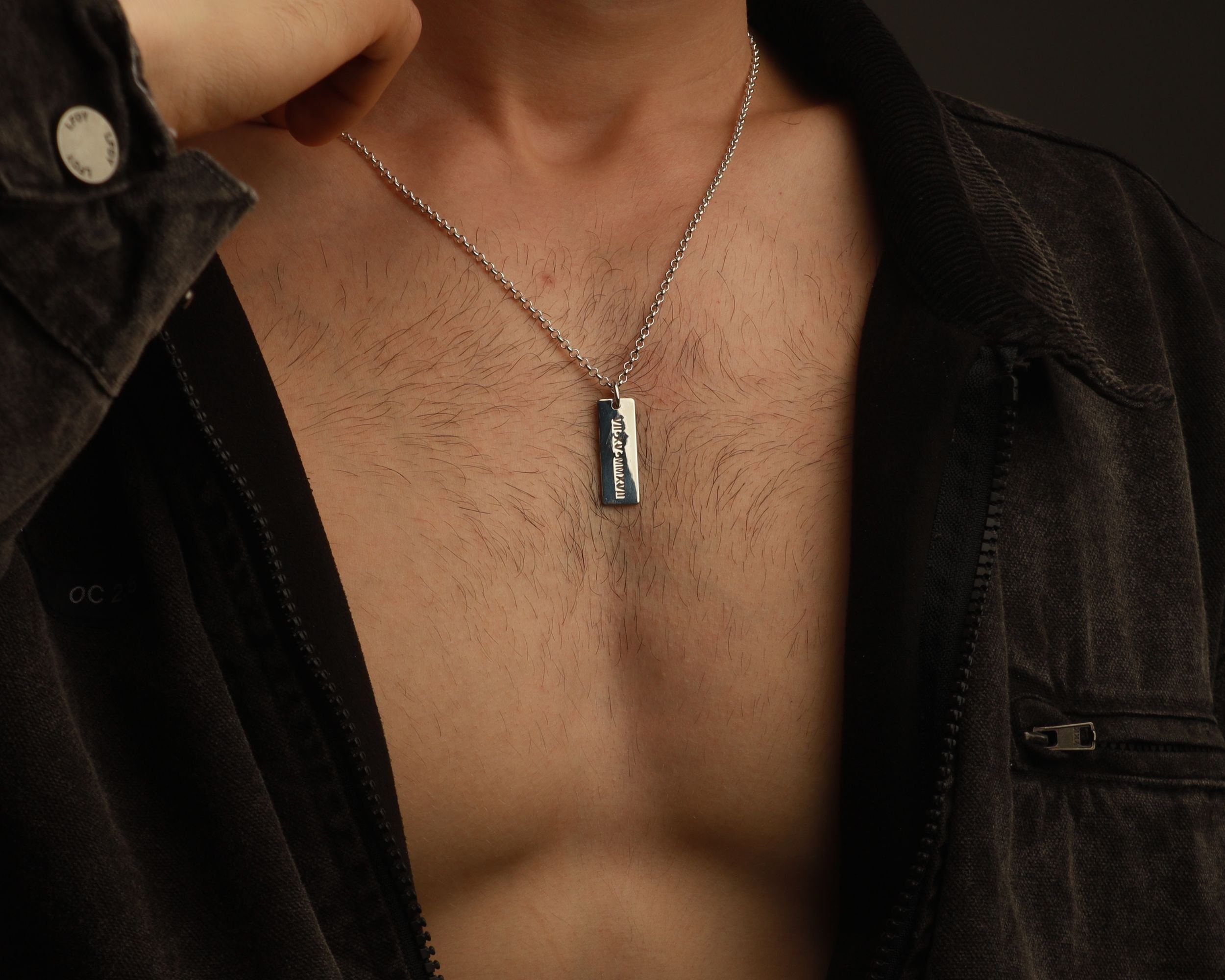 Engraved Custom Necklace for Men - Fathers Day Gift for Him - Custom ...