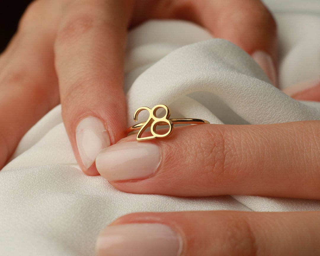 Custom Number Ring, Angel Number Ring, Number Jewelry, Anniversary Date ...