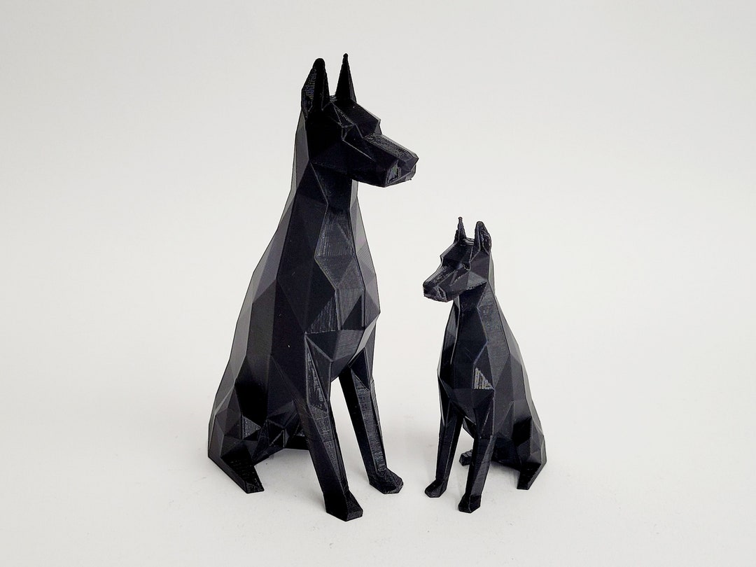 Low Poly Doberman Figurine Dog Sculpture Memorial Keepsake for Animal ...