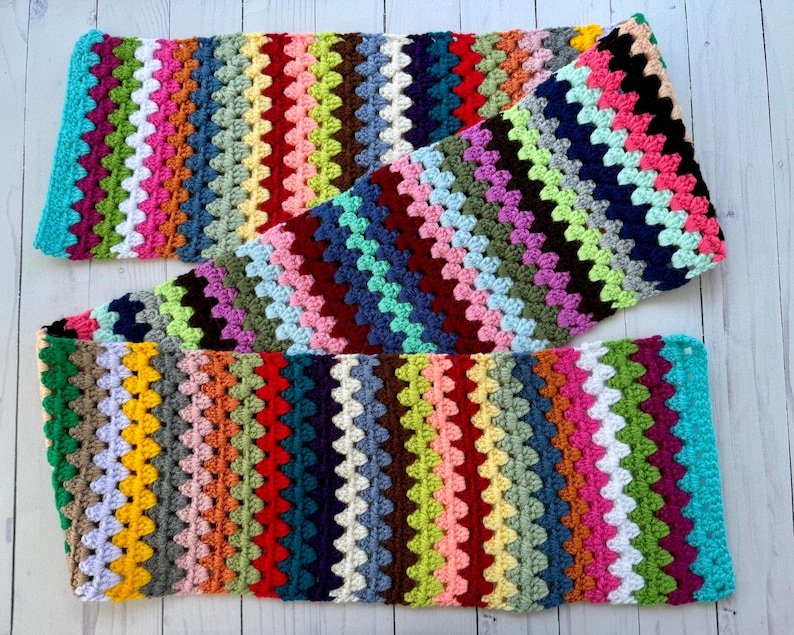 Granny Stripe Crochet Scarf - Etsy