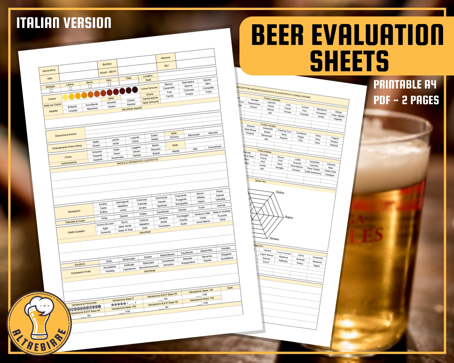 Schede Di Degustazione Birra ITALIANO | Quaderno Valutazione Birre ...