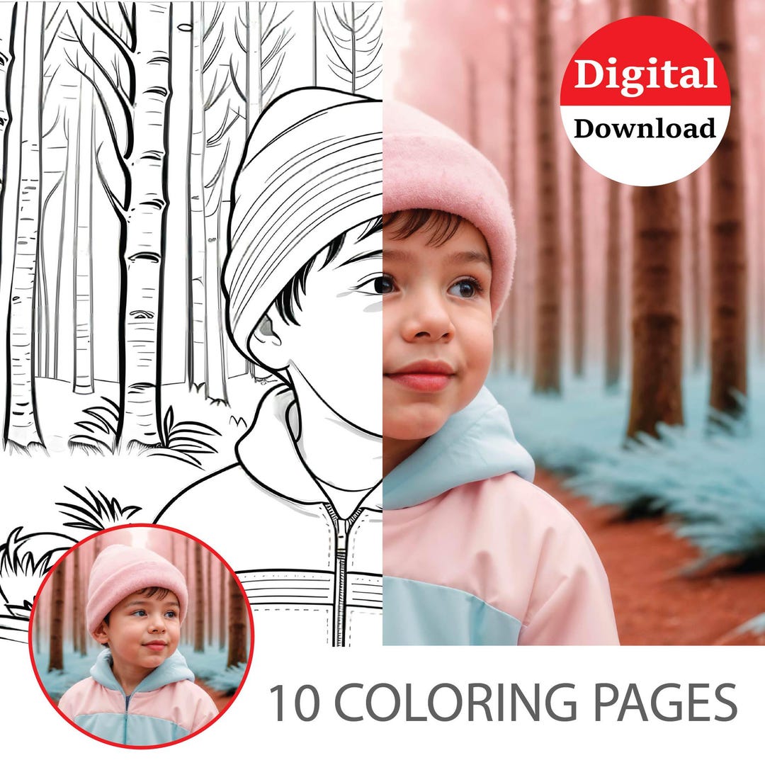 Custom Coloring Pages, Personalized Photo to Coloring Page, Digital ...