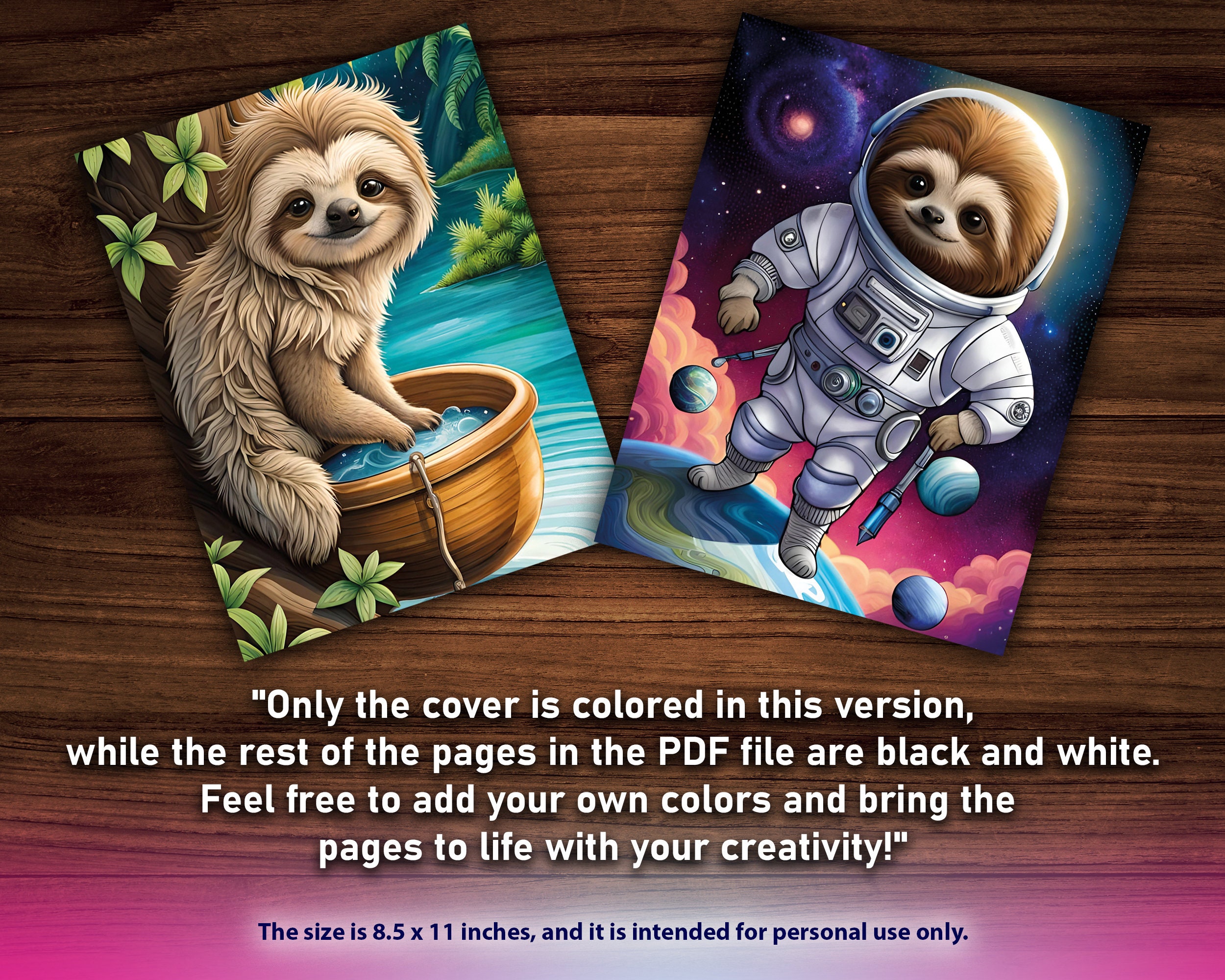 Cute Sloths Coloring Book, for Adults or Kids, Sloths Gift, Unique Gift ...