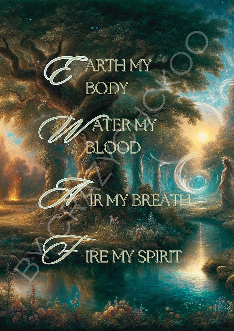 Earth My Body Water My Blood Mystical Element Artwork - Gift for Witchy ...