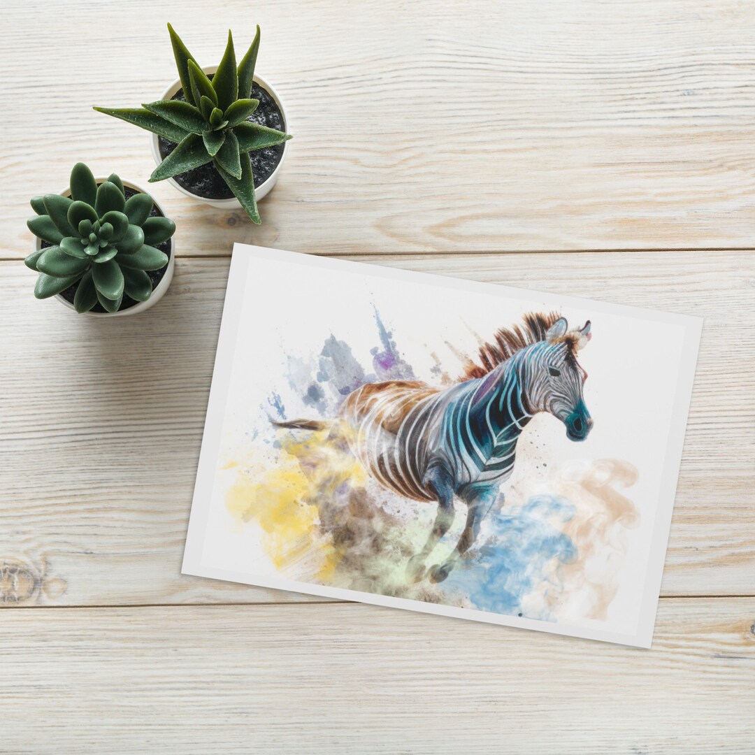Zebra Card|colourful Zebra Greetings - Etsy