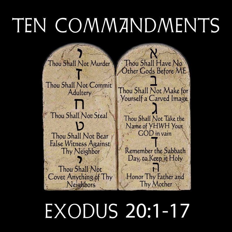 Exodus 20:1-17 the 10 Commandments Bible Scripture Gods Laws Graphic Design Sublimation ...