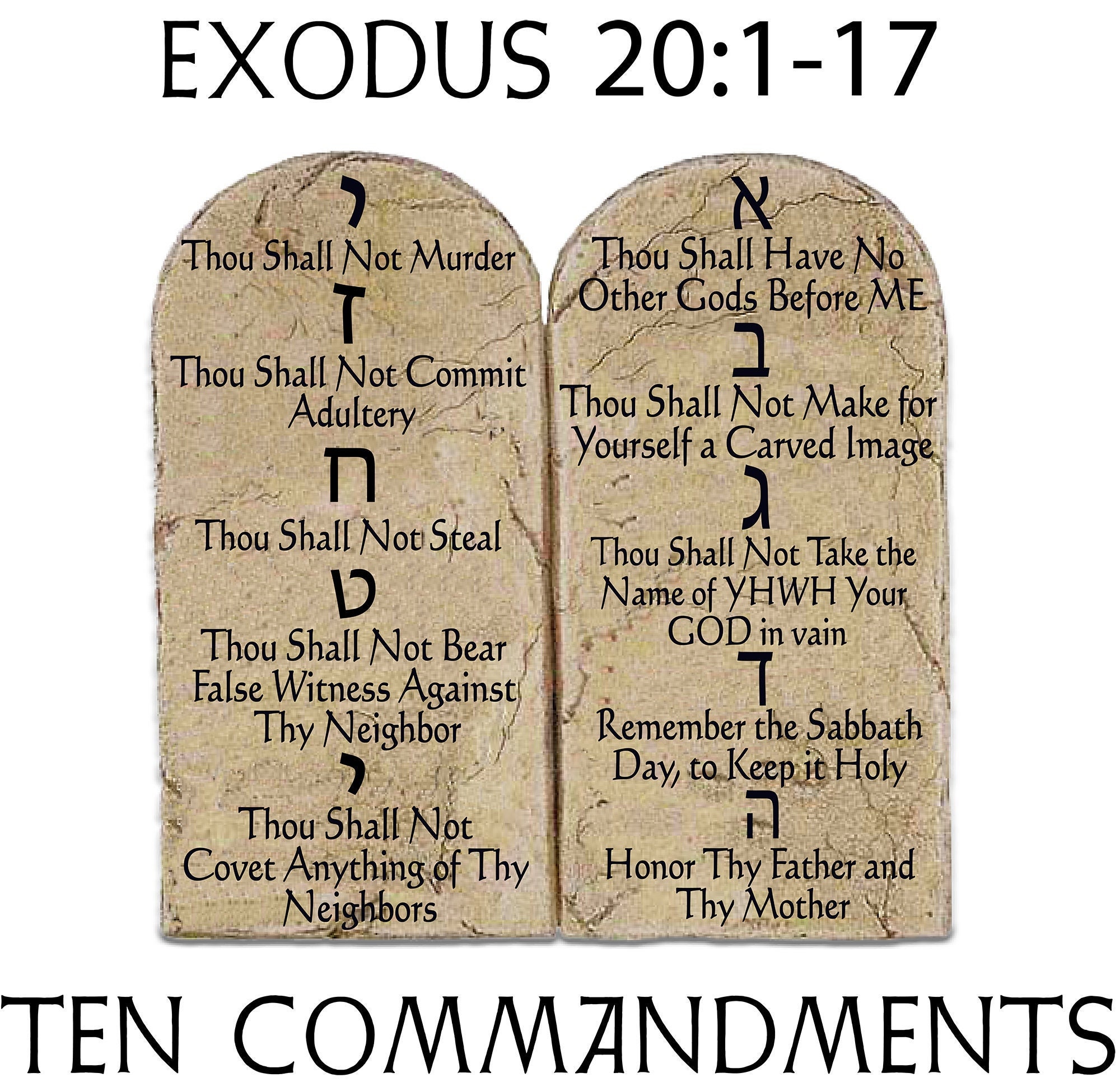 Exodus 20:1-17 the 10 Commandments Bible Scripture - Gods Laws Graphic Design Sublimation ...