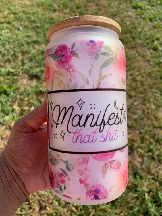 Manifest Glass Can Cup / Bamboo Lid / Gift / Mom Gift/ Gift - Etsy