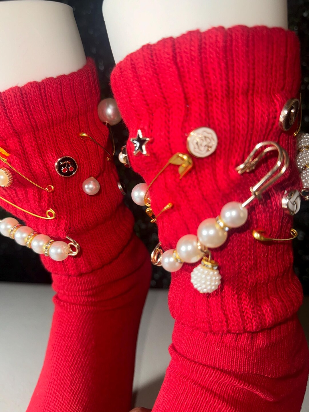 Red Glam Junk Slouch Socks - Etsy