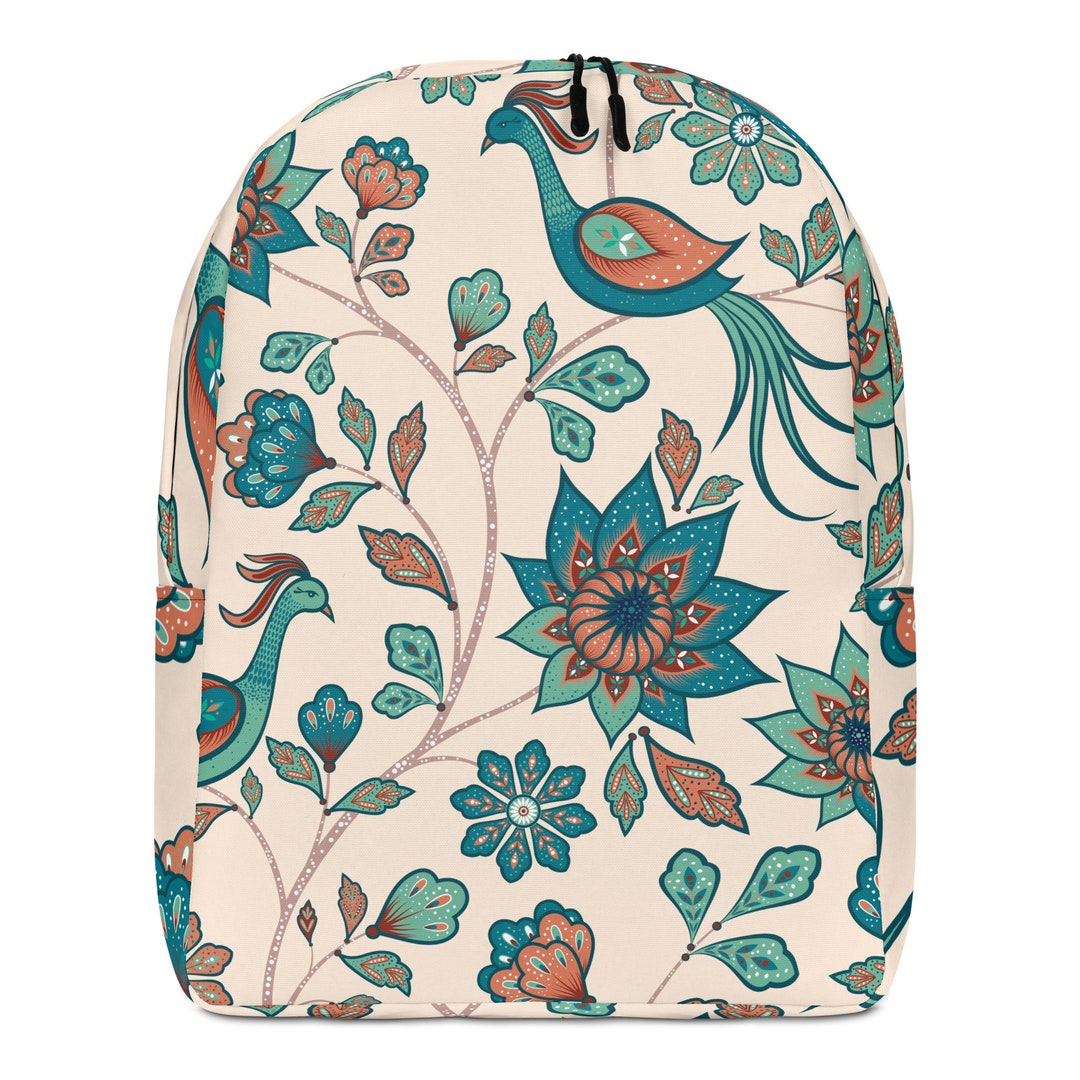 Peacock Minimalist Backpack, Floral Backpack, Retro Backpack, Tropical ...