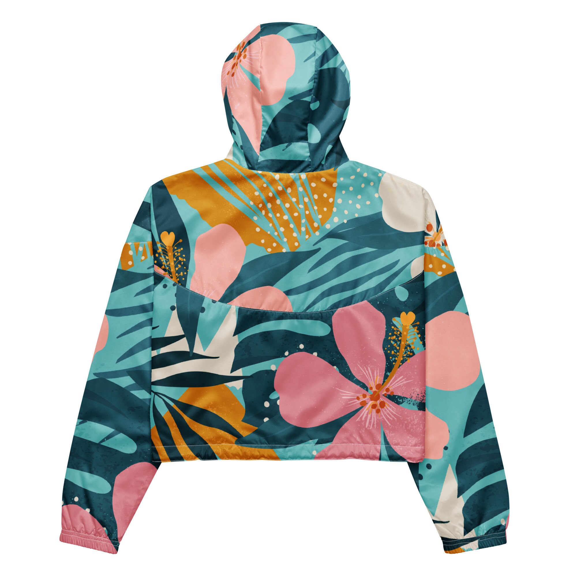 Sporty, Summer Tropical Crop Quarter Zip, Floral Windbreaker, Womens ...