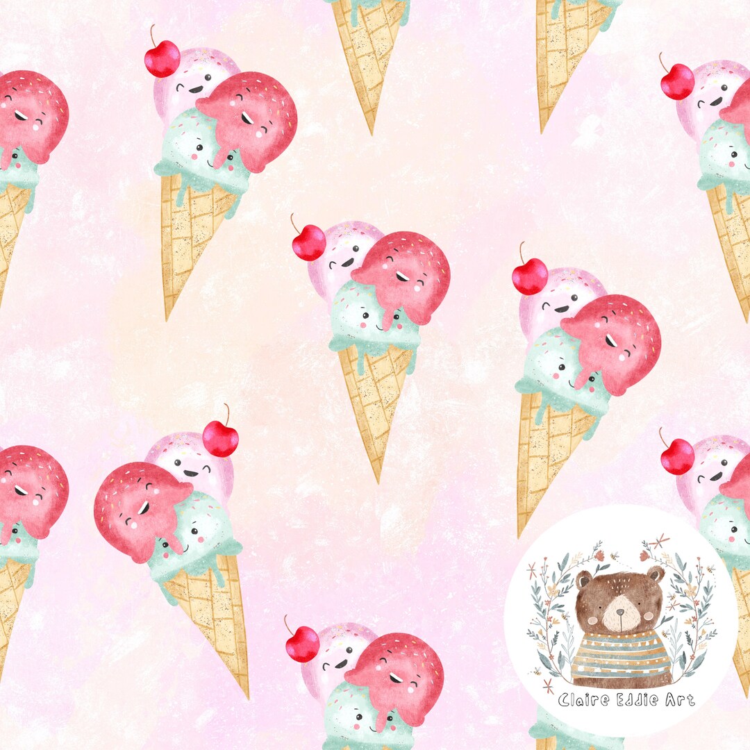 Seamless Pink Icecream Design Summer Pattern Desert Seamless Pastel Ice ...